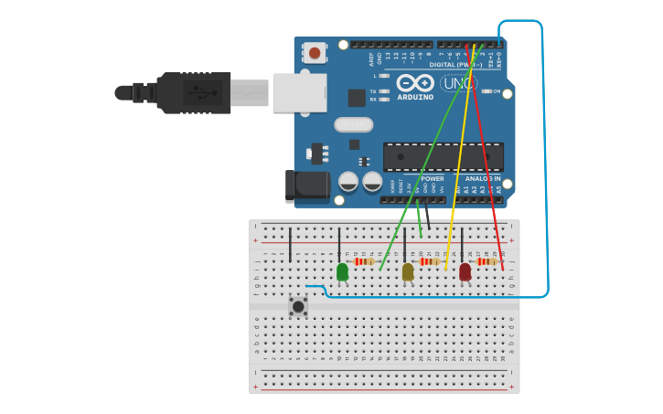 Circuit design Traffic Light | Tinkercad