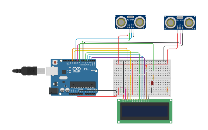 Circuit design Sensor de estacionamento Carro - Tinkercad