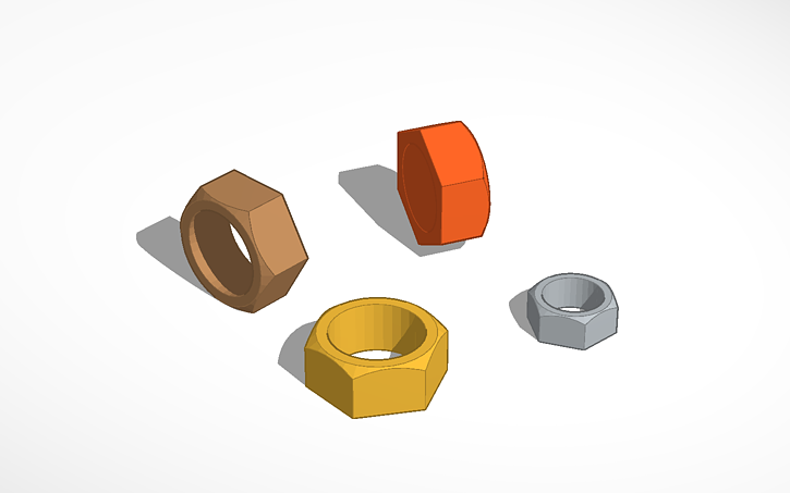 3D design hexagon nut - Tinkercad