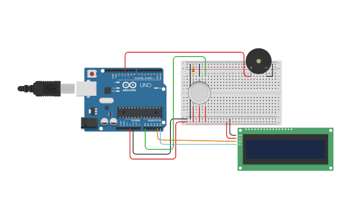 Circuit design Air quality monitoring - Tinkercad