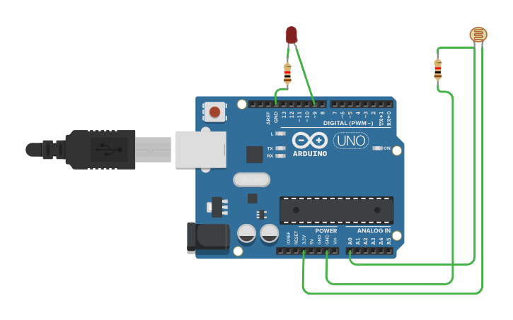 Circuit design Light Sensitive Sensor - Tinkercad