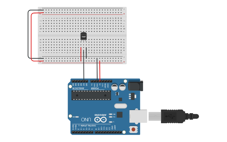 Circuit design Sensor de temperatura | Tinkercad