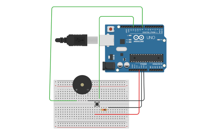 Circuit design play song with a buzzer - Tinkercad
