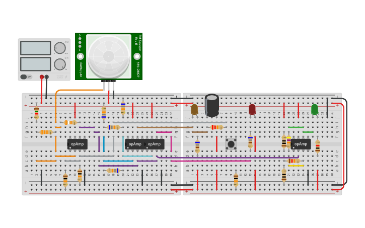 Circuit design PIR reset - Tinkercad