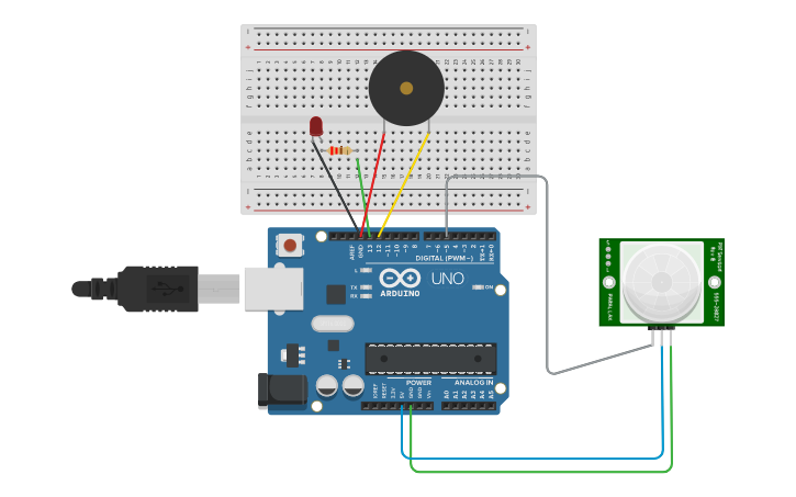 Circuit design PIR Sensor Arduino - Tinkercad