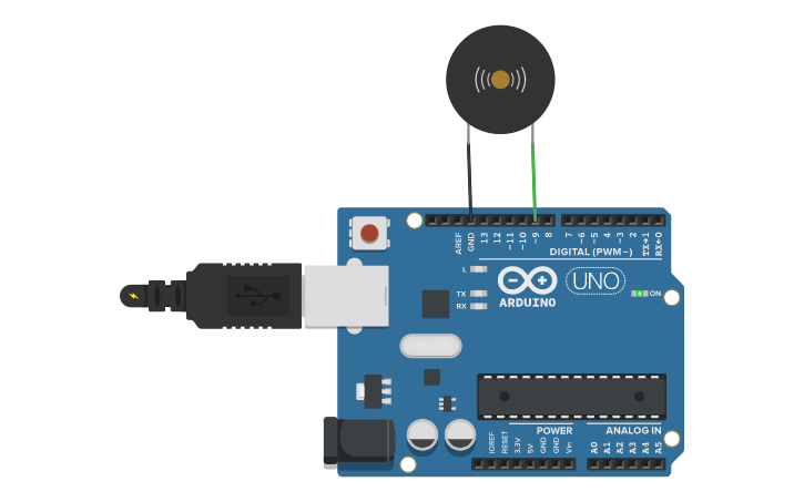 Circuit design Buzzer simulation - Tinkercad