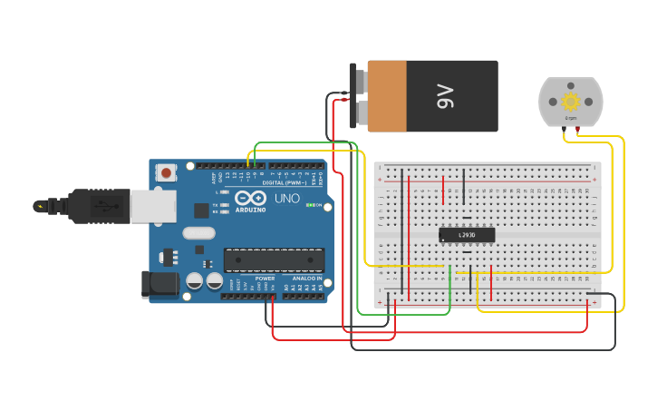 Circuit design L293D | Tinkercad