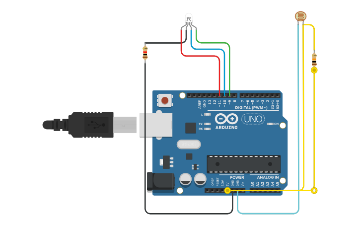 Circuit design FOTOSENSOR | Tinkercad