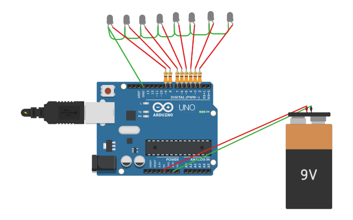 Circuit design LED Pov Display Using Arduino - Tinkercad Circuit design LED Pov Display Using Arduino - Tinkercad
