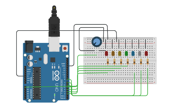 Circuit design led chaser - Tinkercad