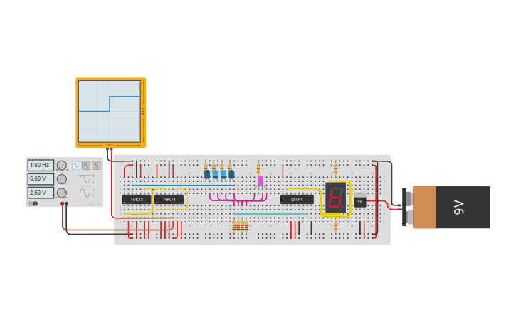 Circuit design BCD counter Using JK Flip-FLop - Tinkercad