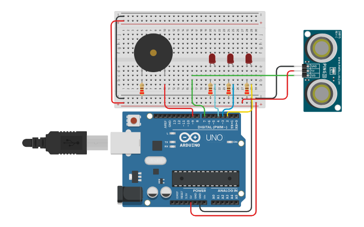 Circuit design Ultrasonic Radar | Tinkercad