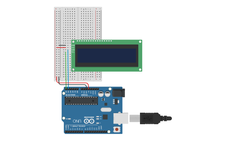 Circuit design İ2C LCD ekran ile sayaç - Tinkercad