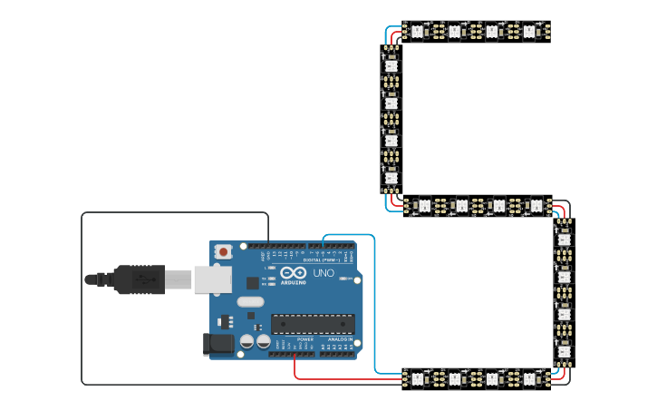 Circuit design forma con striscia di led | Tinkercad