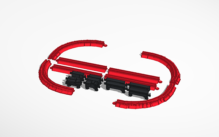 3D design mini train set with mikado - Tinkercad