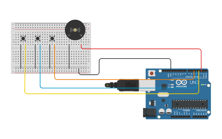 Circuit design Andes Music BOx - Séptimo - Tinkercad