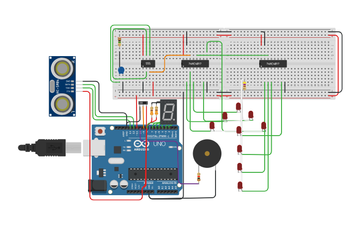 Circuit design Motion Sensor Alarm - Tinkercad
