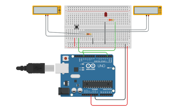 Circuit design Drukknop met led - Tinkercad
