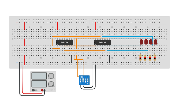 Circuit design 2x4 Encoder - Tinkercad