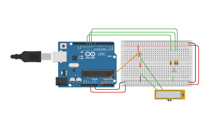 Circuit design RGB LED and Photoresistor - Tinkercad Circuit design RGB LED and Photoresistor - Tinkercad