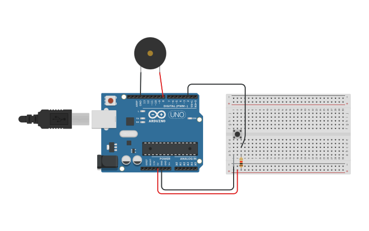 Circuit design Piezo - Tinkercad