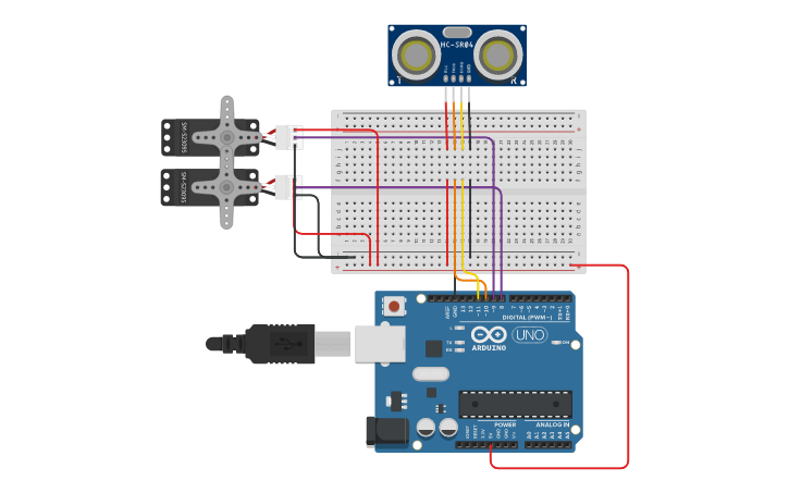 Circuit design ArdiUno: Control Servo Motor Using Ultrasonic Sensor ...