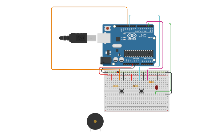 Circuit design Using Push Buttons to Create Dimmable LED - Tinkercad