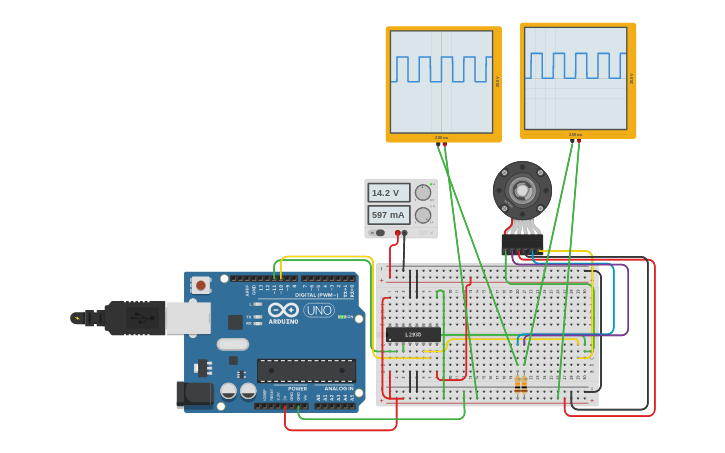 Circuit design Motor encoder - Tinkercad