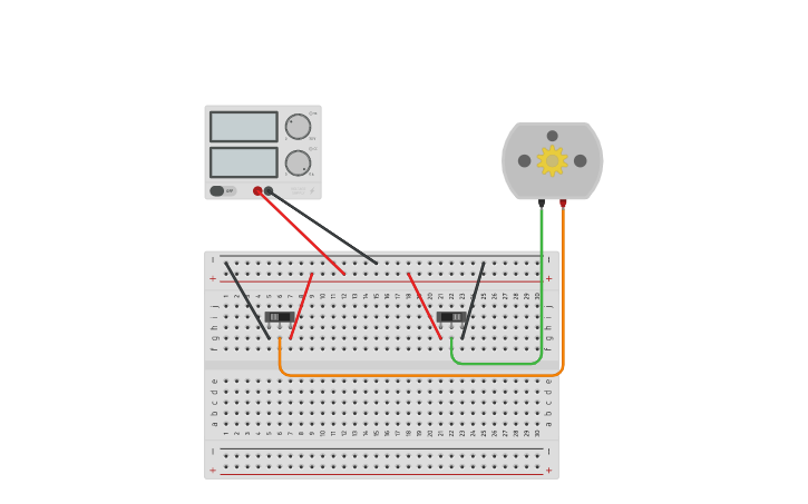 Circuit design Operation of the H-Bridge motor Driver using BJT - Tinkercad