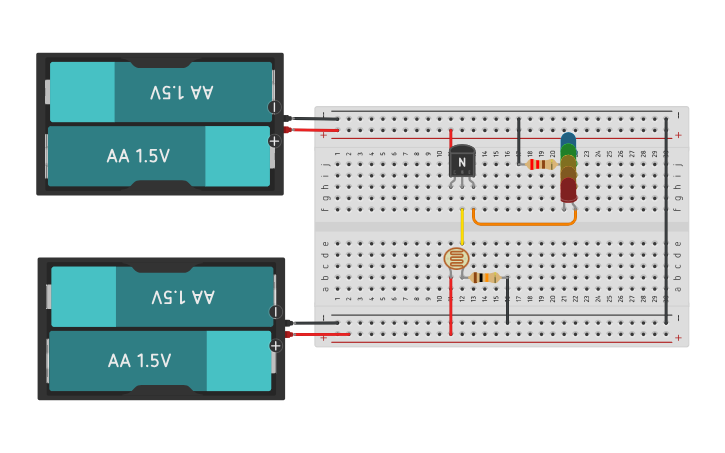 Circuit design C.photocell + transistor | Tinkercad