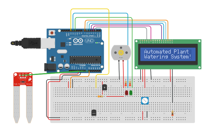 Circuit design Copy of Automated plant watering system - Tinkercad