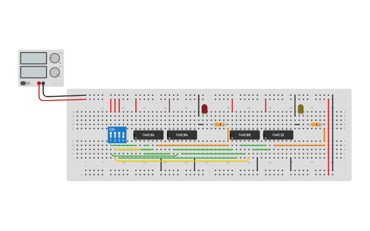 Circuit design FULL SUBTRACTOR USING TWO HALF SUBTRACTOR - Tinkercad