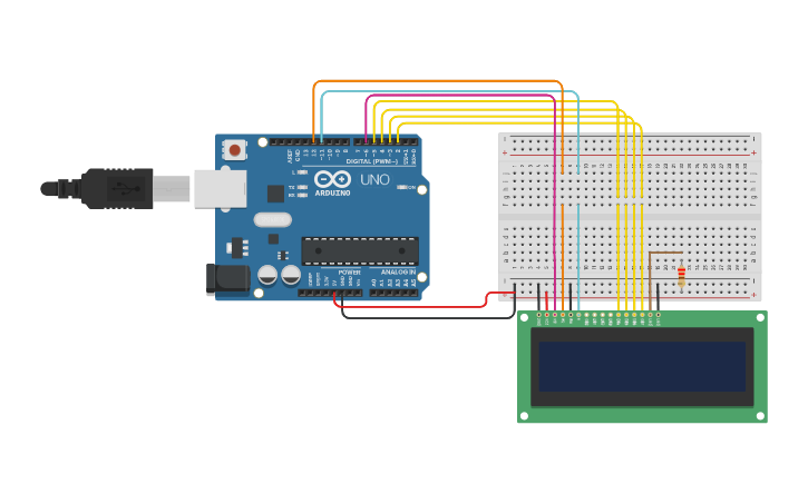 Circuit design LCD (Scrolling Text) - Tinkercad