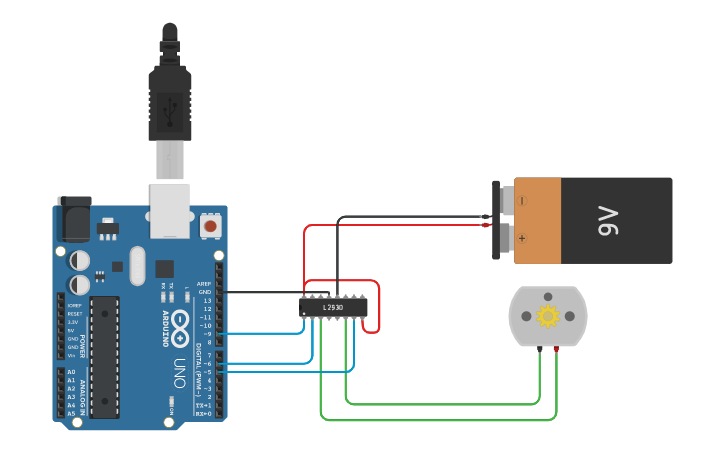 Circuit design DC_Motor(ENA/ENB) | Tinkercad