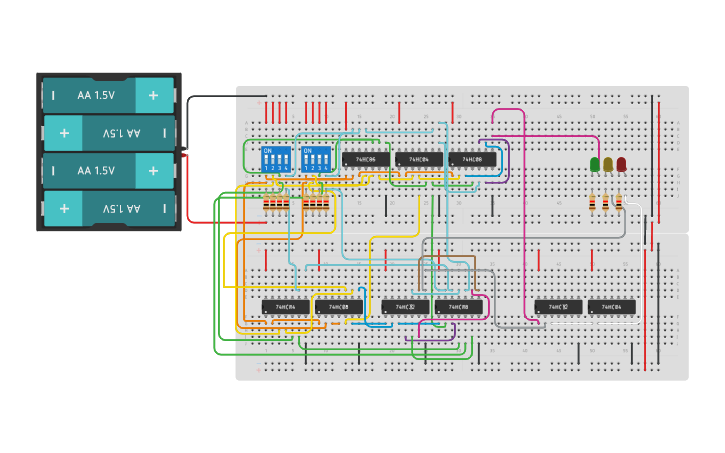 Circuit design Comparador de 2 números de 4 bits - Tinkercad