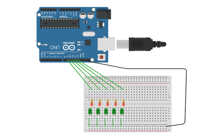Circuit design desafio 2 loop for | Tinkercad