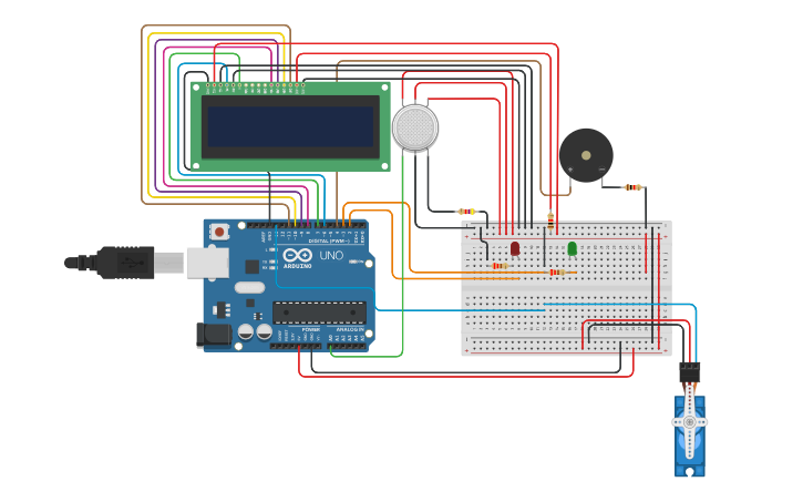 Circuit design sensor de gas - Tinkercad