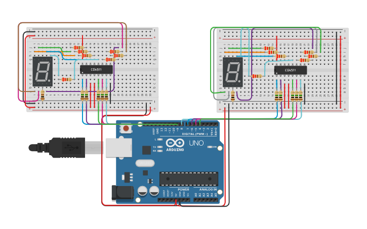 Circuit Design 7 Segmentos Doble Cd4511 De Jean Tinkercad