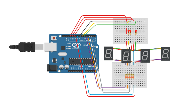 Circuit design 7-Segment 4-Digit LED Display | Tinkercad