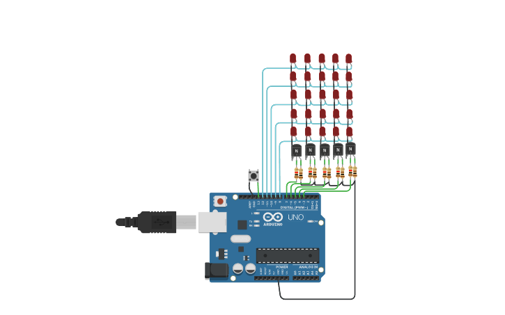 Circuit design numeros Matriz LED 5x5 - Tinkercad