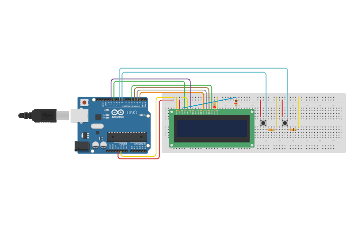 Circuit design LCD_2_Bouton | Tinkercad