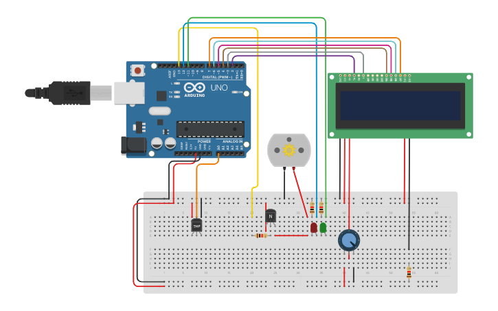 Circuit design Automatic Plant Watering System - Tinkercad
