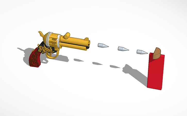 3D design victorian revolver upgraded with bullets - Tinkercad
