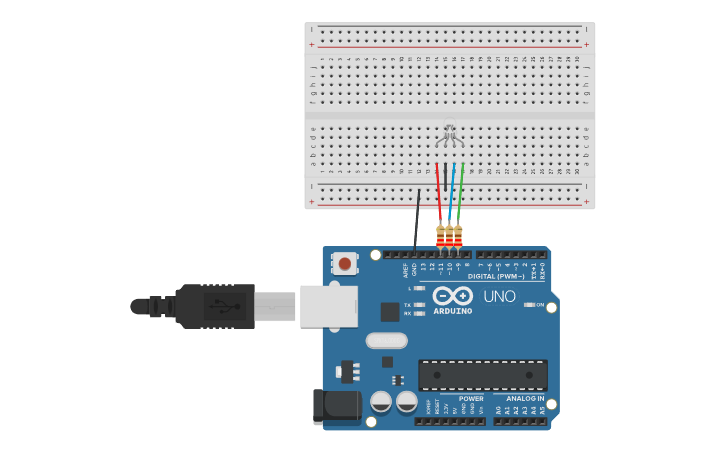 Circuit design Manejo basico de un LED RGB con Arduino con funcion ...
