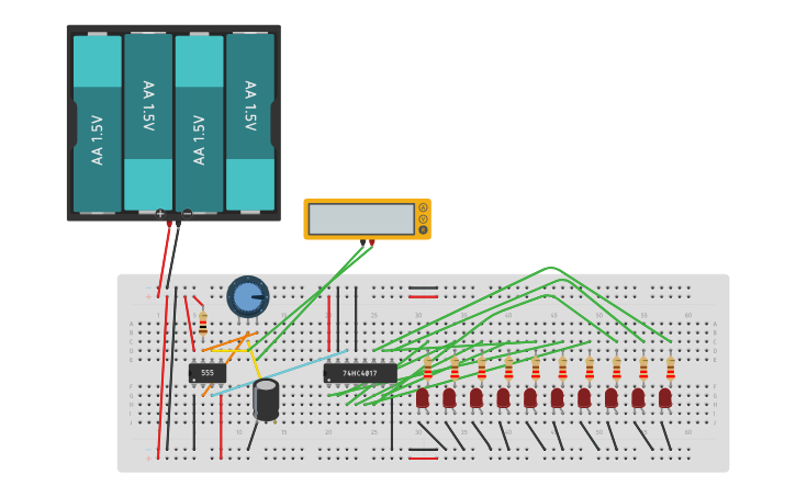 Circuit design Light chaser 555 - Tinkercad