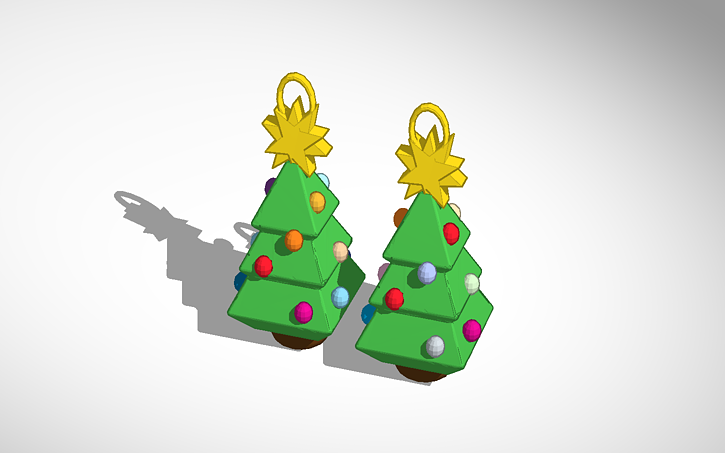 3D design Christmas Earrings - Tinkercad