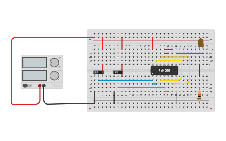 Circuit design NOR gate using NAND gate | Tinkercad
