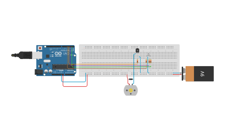 Circuit design DC MOTOR HACK BY TRANSISTOR - Tinkercad