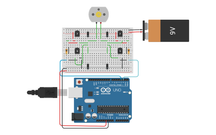 Circuit design H Bridge Circuit - Tinkercad