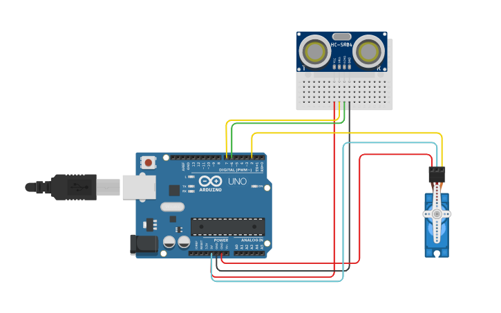Circuit Design Arduino With Ultrasonic Sensor And Servo Motor Tinkercad 8158